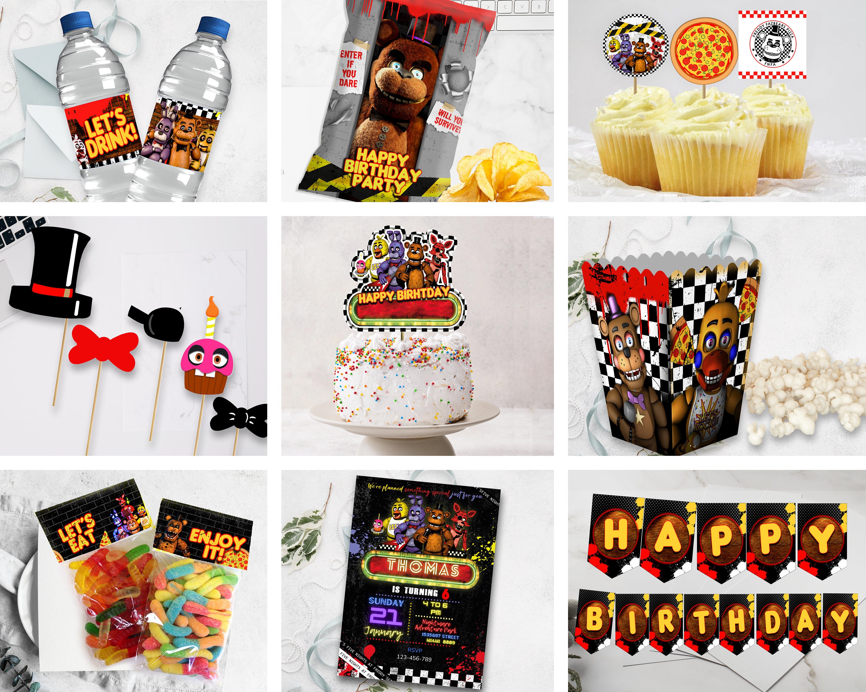 FNFA Five Nights at Freddy's DIY Party Digital Canva Template Printable ...