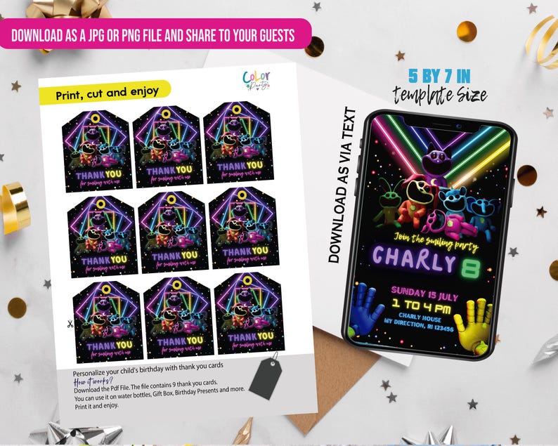 Printable Smiling Critters Instant Download Invitation Smiling Party ...