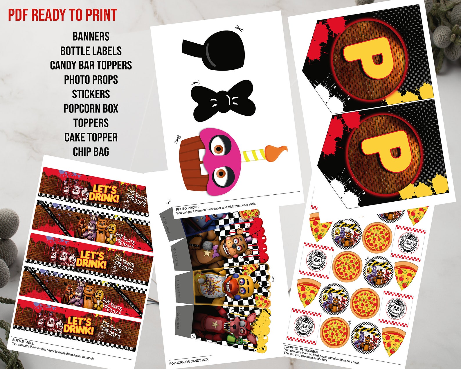 FNFA Five Nights at Freddy's DIY Party Digital Canva Template Printable ...
