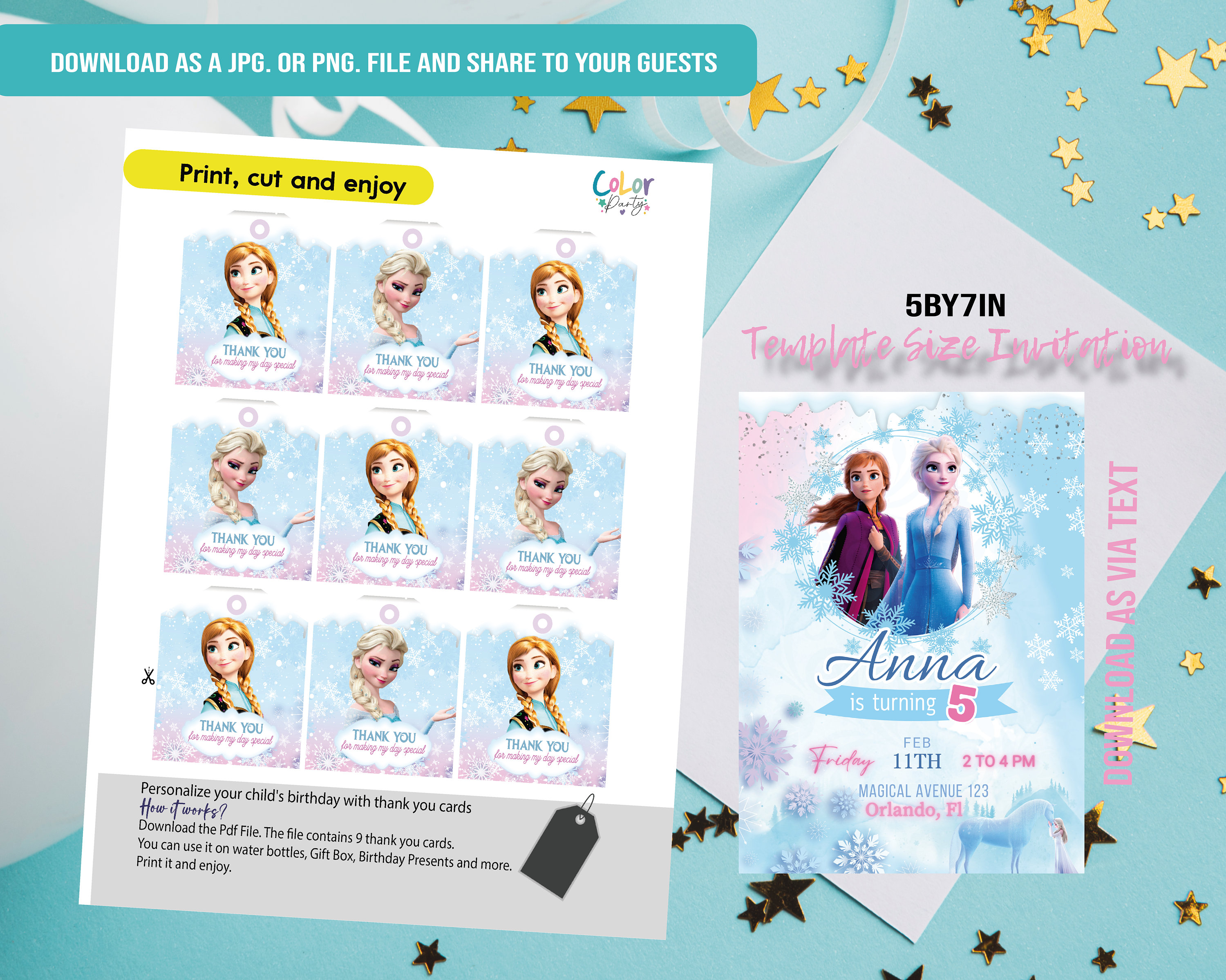 Frozen Party Invitation Anna Elsa Olaf Invitation Digital Canva ...