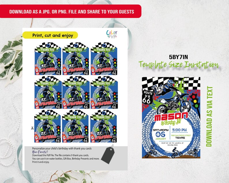 Editable Dirt Bike Invitation Dirt Bike Party Motocross Invitation ...