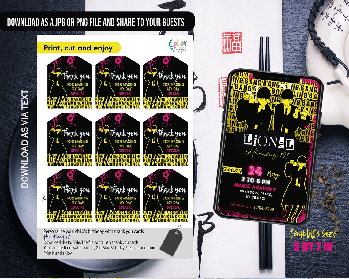 Anime Mashle Invitation Card Bling Bang Bang Born Invitation Digital ...