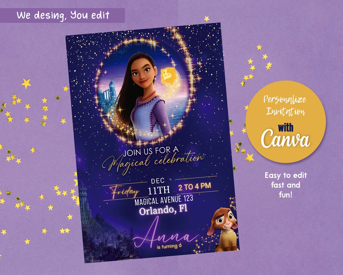 Wish Invitation Magical Wish Invitation Digital Canva Template ...