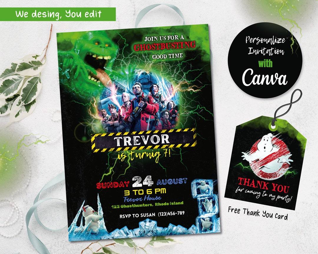 Ghostbusters Invitation Card Nightmare Ghost Invitation Digital Canva ...