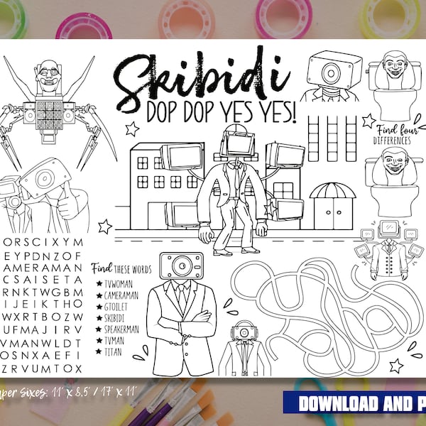 Skibidi Toilet Coloring Pages - Etsy