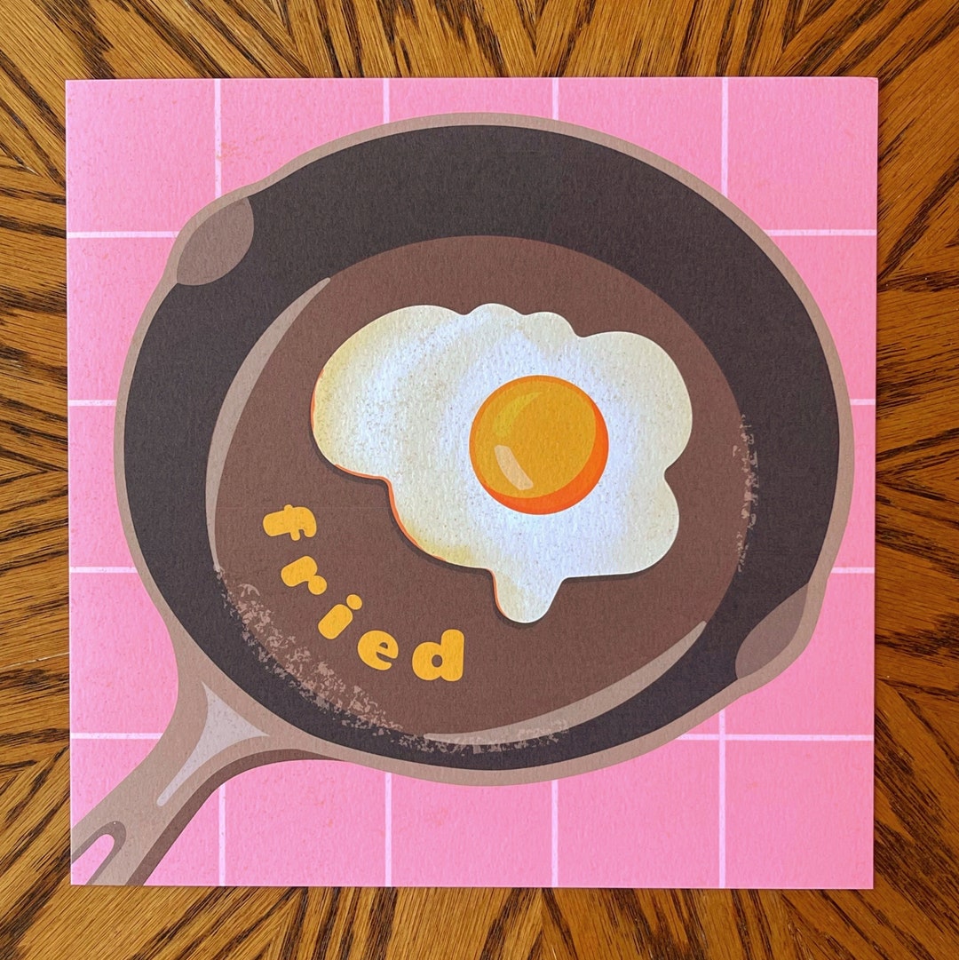 Fried Brain Egg Funny Art Print 10x10 - Etsy