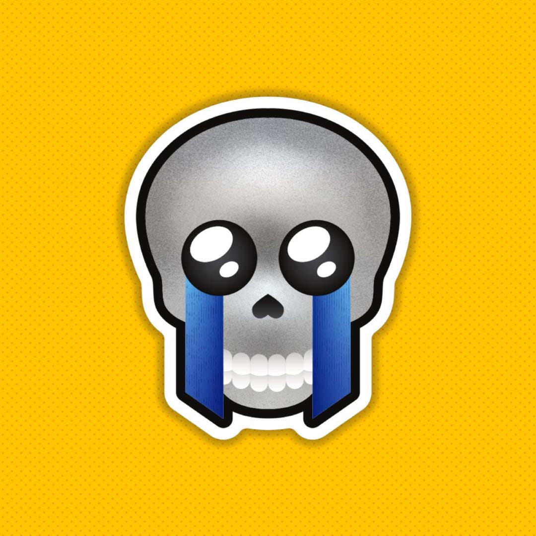 Sad Crying Skull Emoji Vinyl Sticker - Etsy
