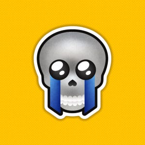 Sad Crying Skull Emoji Vinyl Sticker - Etsy