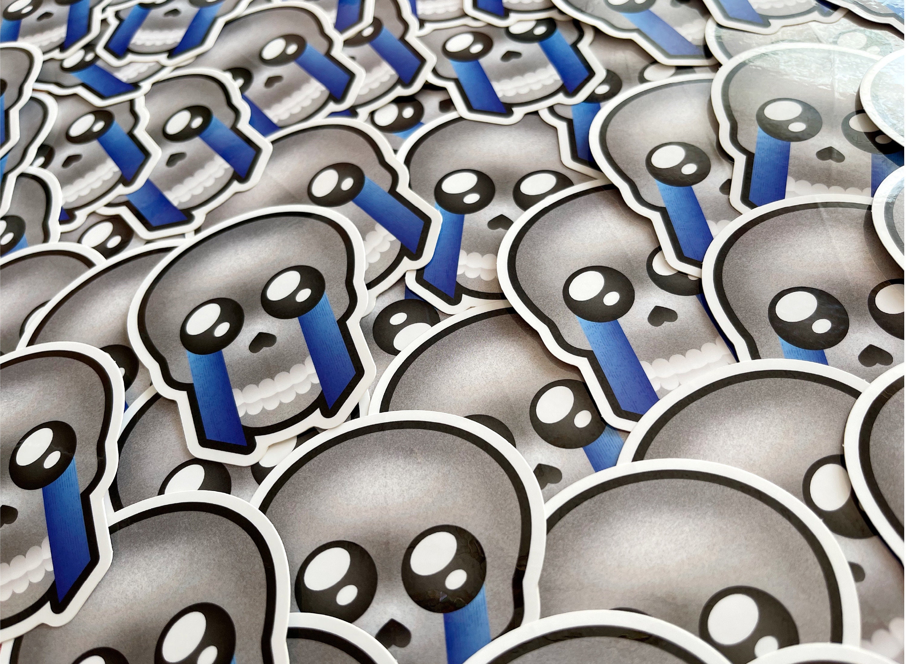 Sad Crying Skull Emoji Sticker - Etsy