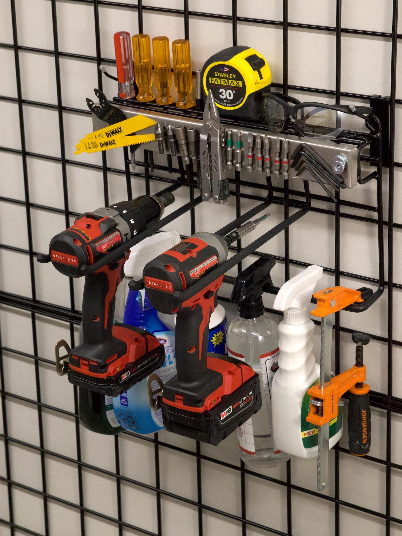 Tool Organizer Wall Mounted Drill Storage Power Tools Multi Tool Holder ...