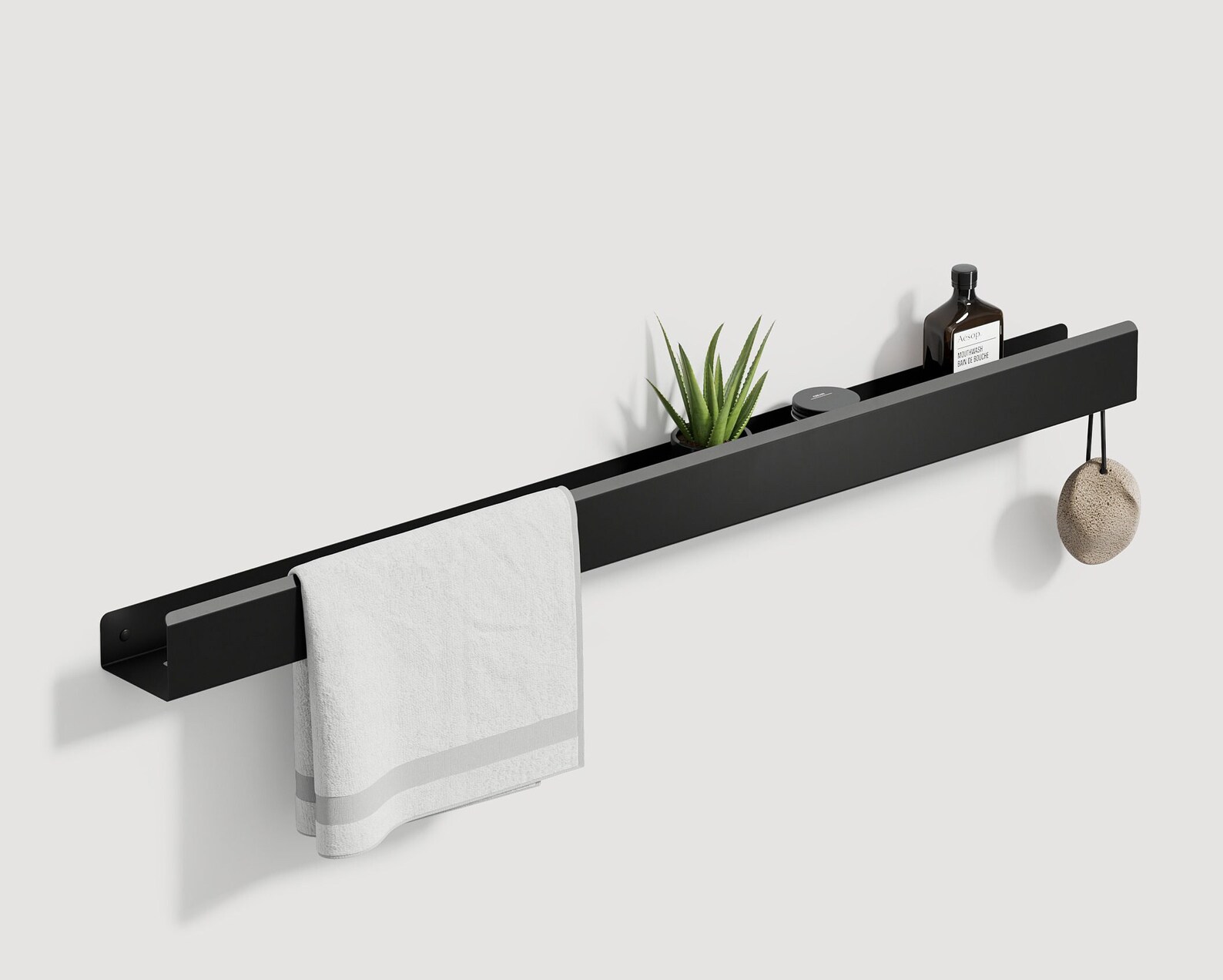 Modern Black Steel Shelf for Bathrooms, Sleek Powder Coated Shower Rack ...