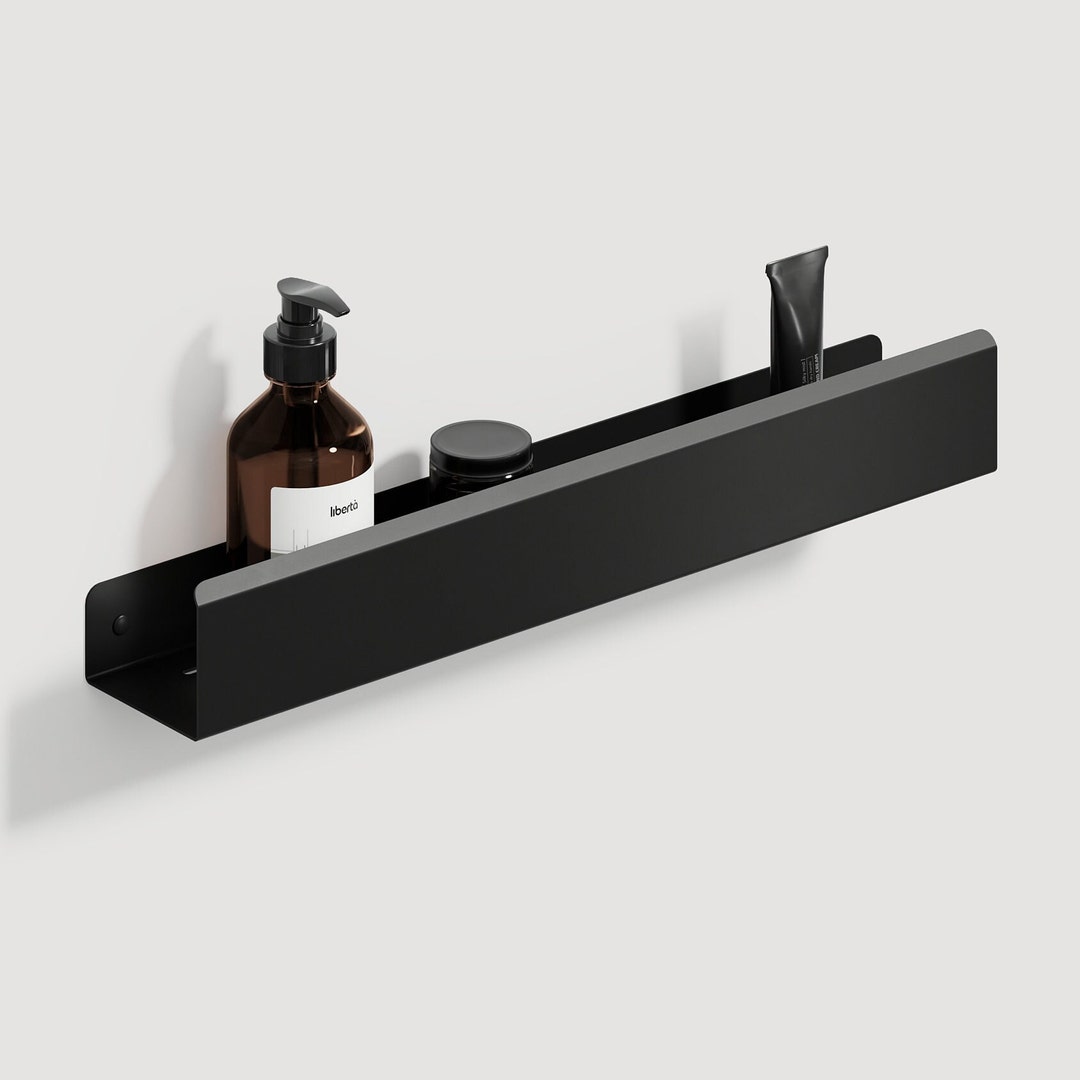 Black Steel Bathroom Shelf: Modern Shower Caddy (19.68", 50cm ...