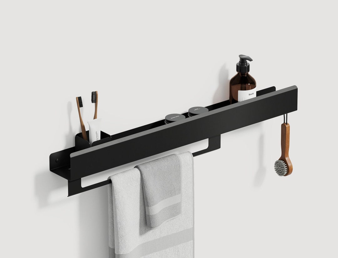 Floating Towel Shelf in Stainless Steel Metal Bathroom Rack, Wall ... Floating Towel Shelf in Stainless Steel Metal Bathroom Rack, Wall ...