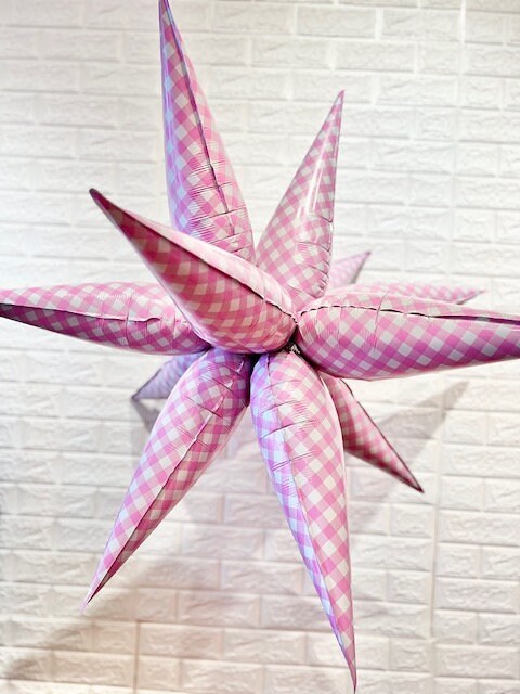 Pink and White Checkered Starburst Balloon - Etsy