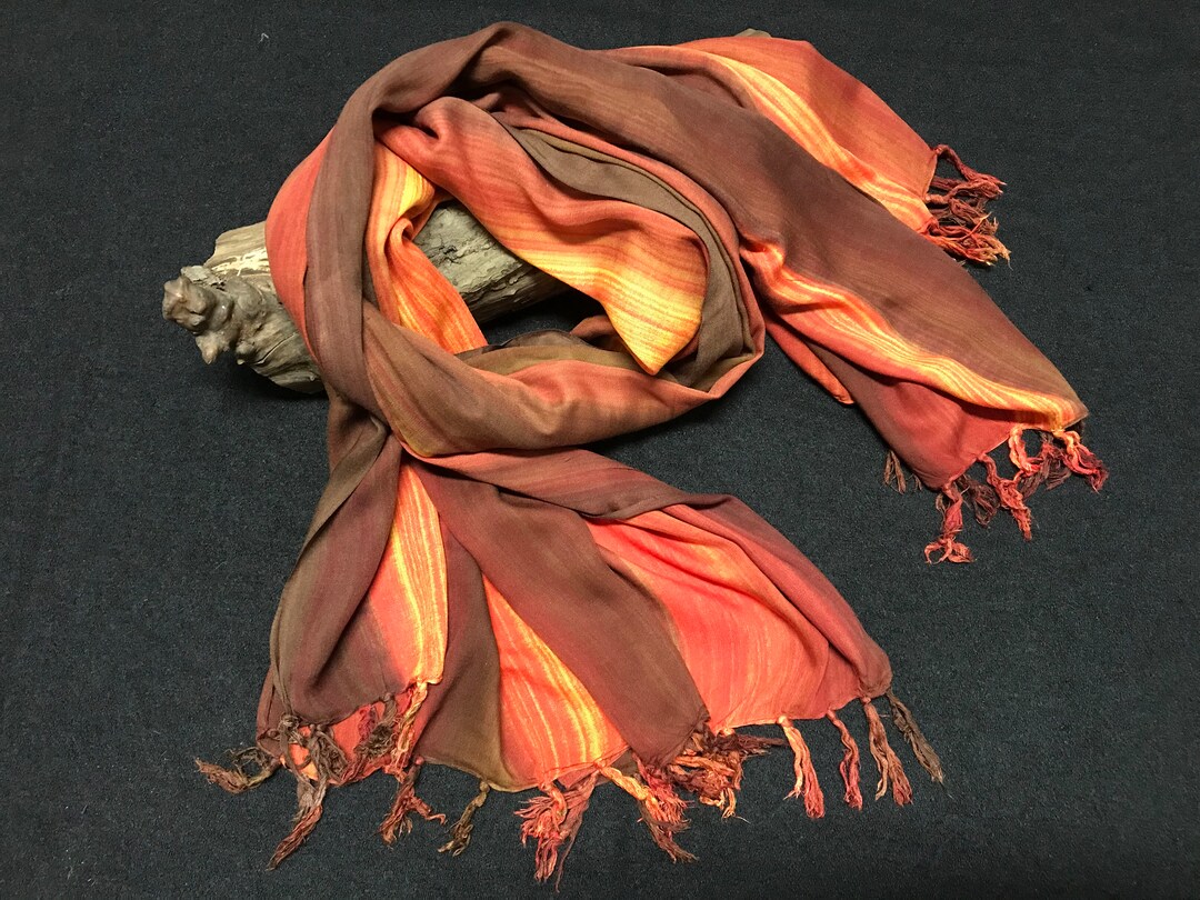 Striped Cheiche in Fluid Cotton Gradient of Blurred Orange and - Etsy