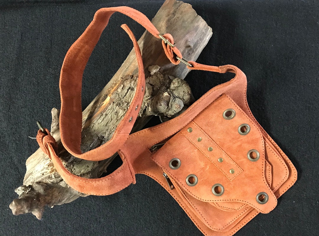 Belt With Rust-brown Overlapping Pockets, Purse Belt, Travel Belt ...