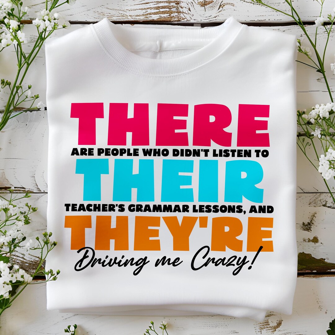 There Their They're English Grammar Teacher SVG Funny Humor PNG Digital ...