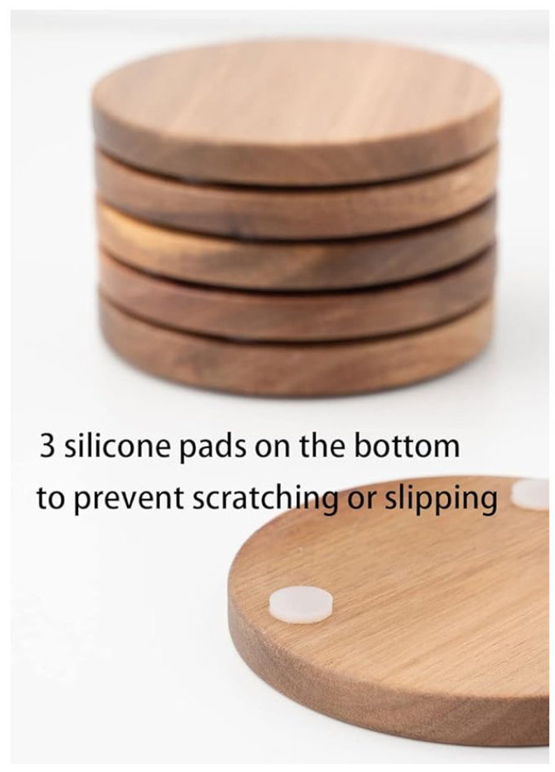 Personalized Acacia Wood Coasters With Holder - Set of 6 - Etsy