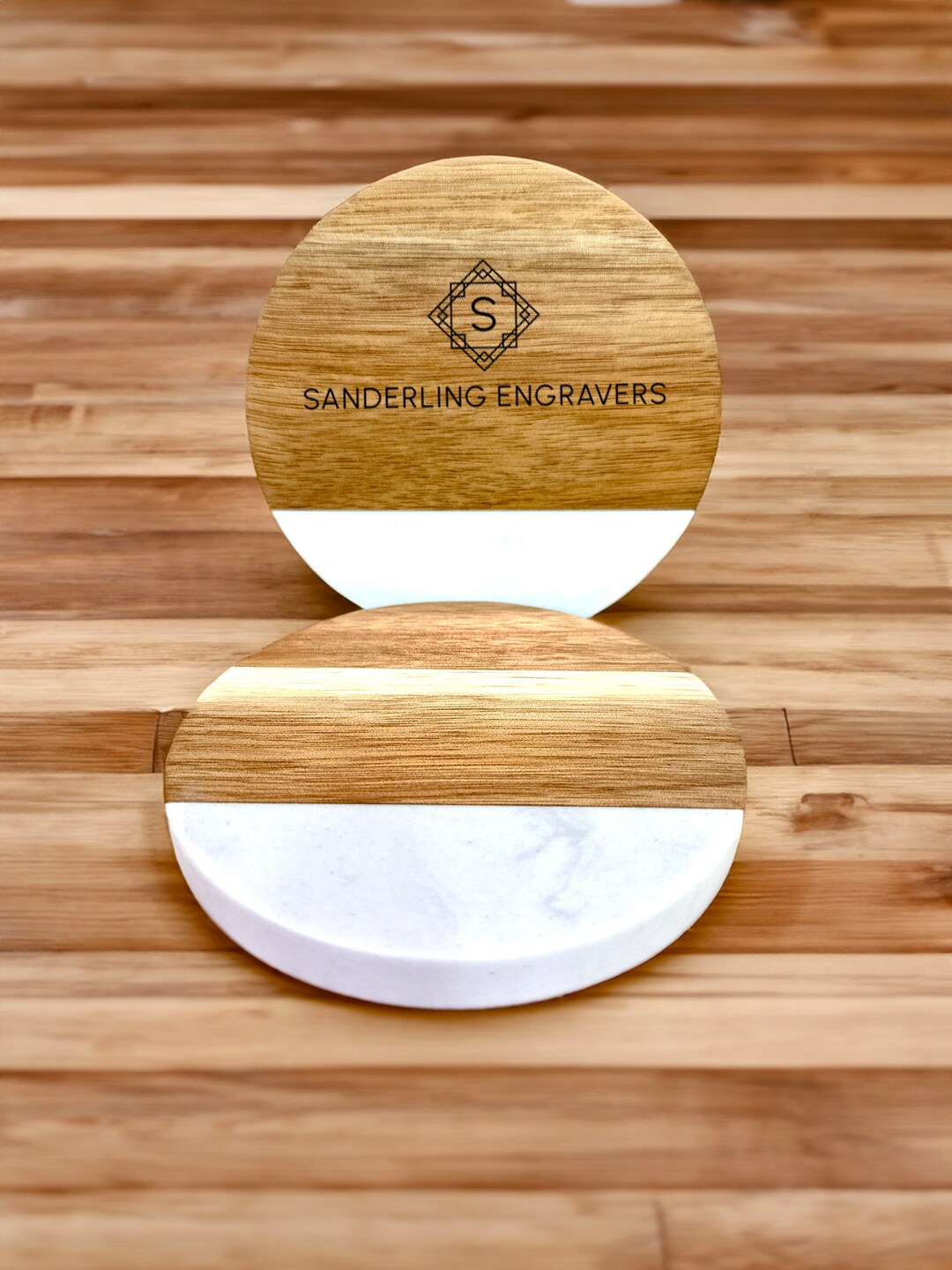 Handcrafted Acacia Wood Marble Coasters Set - Ideal for Weddings ...