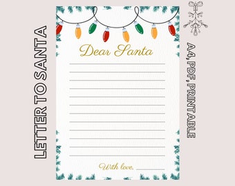 LETTER TO SANTA - Printable - Instant Download - Easy to Print - A4 ...