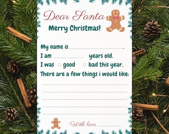 LETTER TO SANTA - Printable - Instant Download - Easy to Print - A4 ...