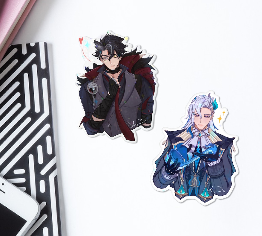 Neuvillette & Wriothesley Holographic Vinyl Stickers - Etsy