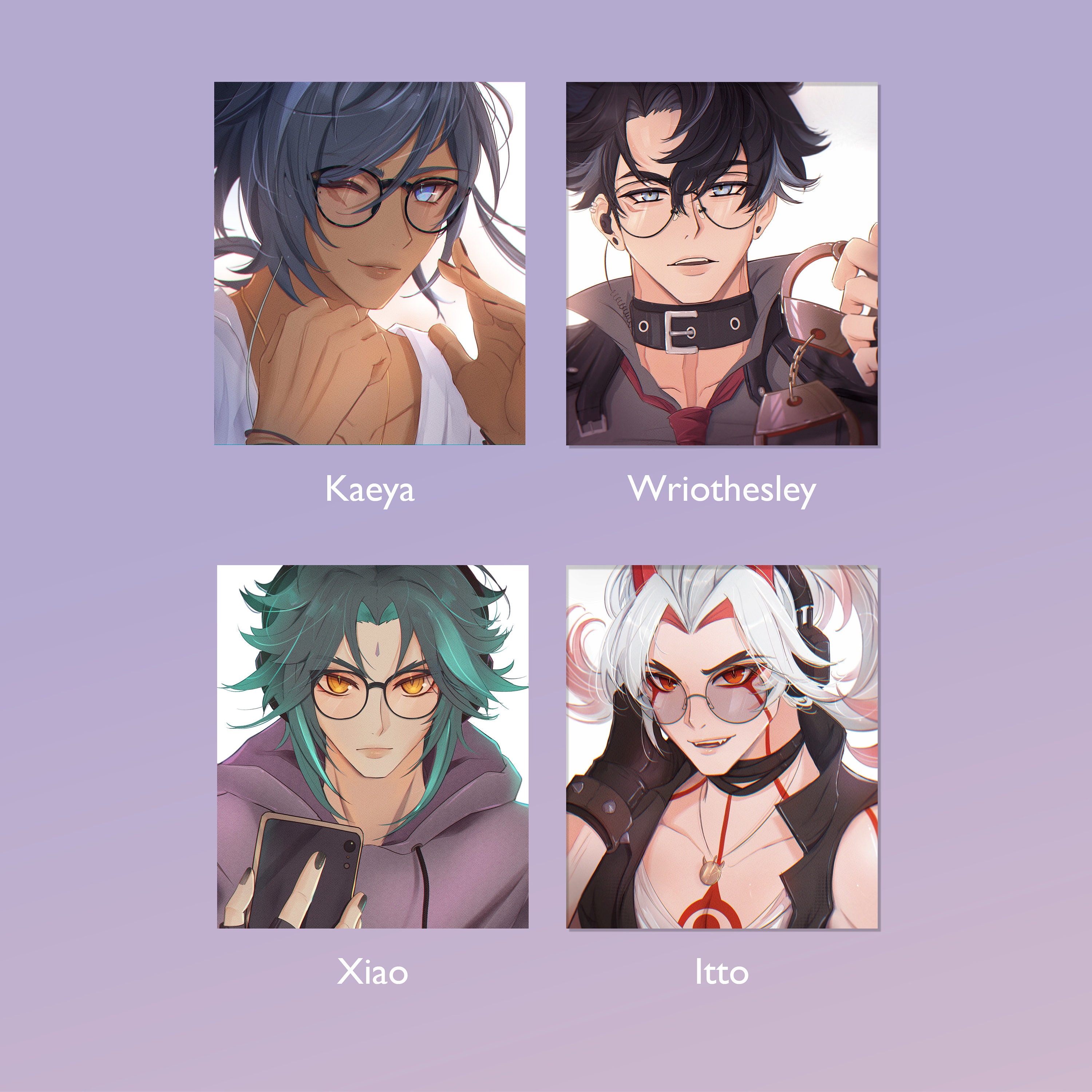 Mini Prints of Genshin Impact Characters With Glasses ongoing Series - Etsy