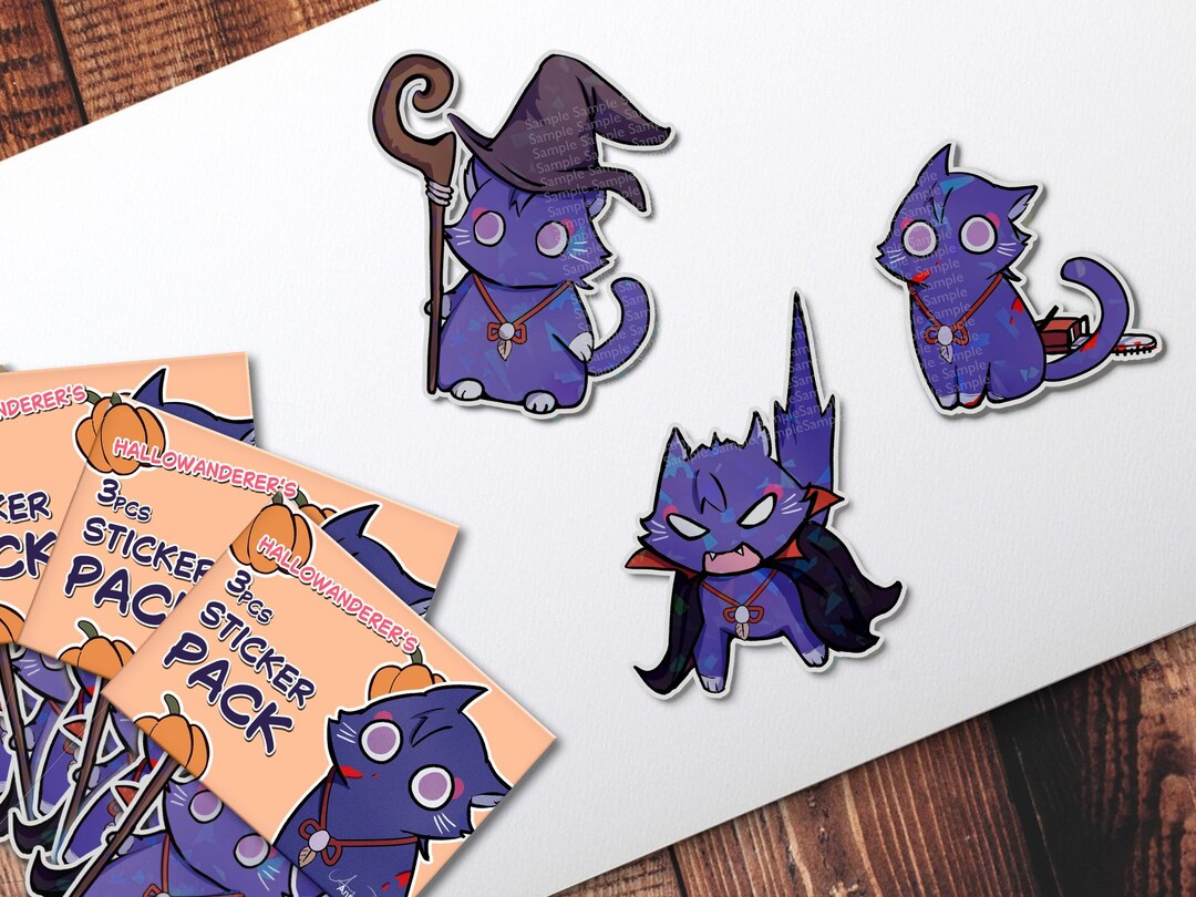 Hallowanderer's Sticker Pack: Halloween-themed Scarameow Holo Stickers ...