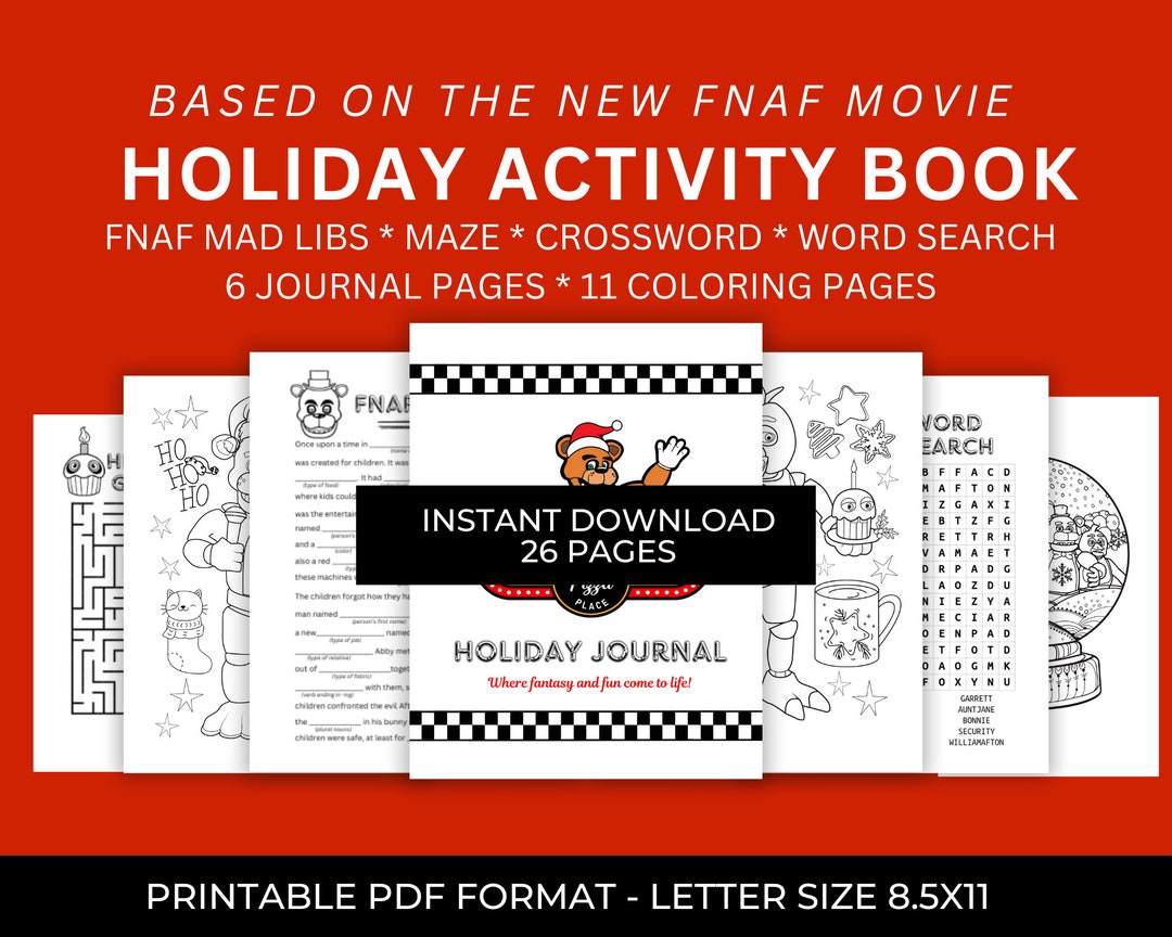 FNAF Holiday Journal five Nights at Freddy's Coloring, Activities, Mad ...