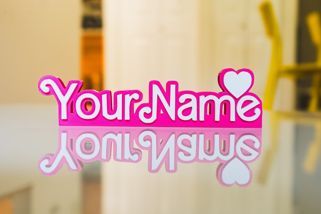Personalized Doll Name 3D Sign, Custom Name Plate, Big Heart Namesign ...