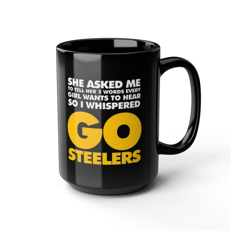 Go Steelers Coffee Cup, Steelers Gear, Black Mug, Nfl Merchandise , Dad ...