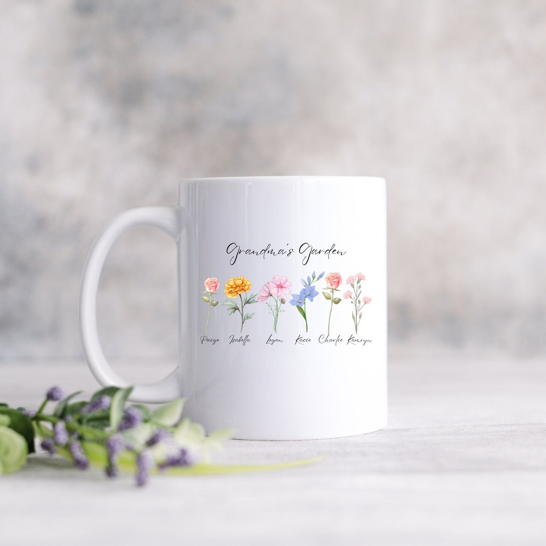 Family Birth Flower Mug, Birth Month Flower Mug, Personalized Gift for ...