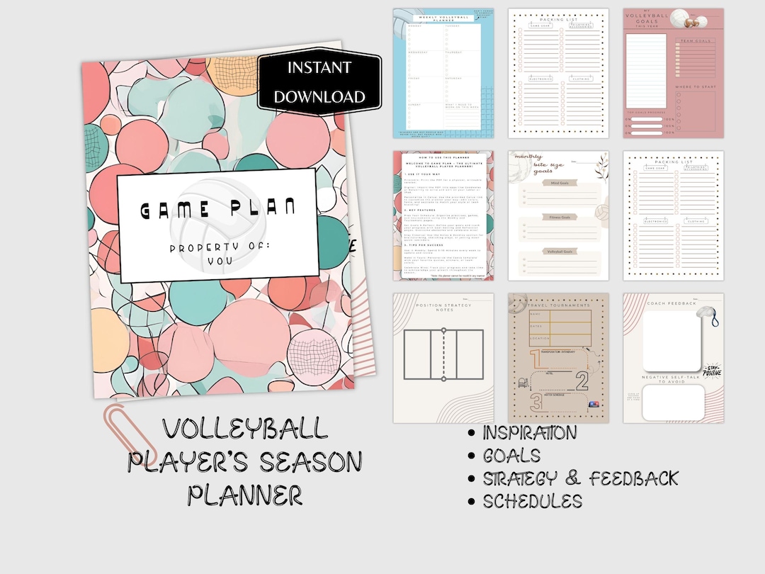 Volleyball Player Planner - Practice Plan - Player Journal - Game Day ...