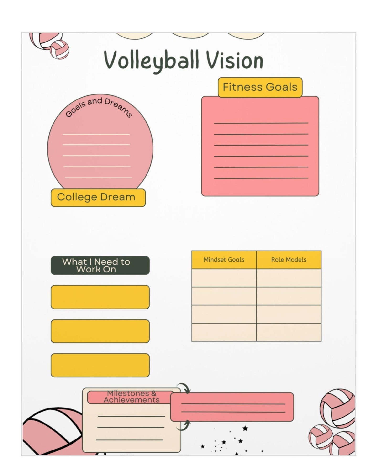 Volleyball Vision Board | Athlete Goal Tracker - Etsy