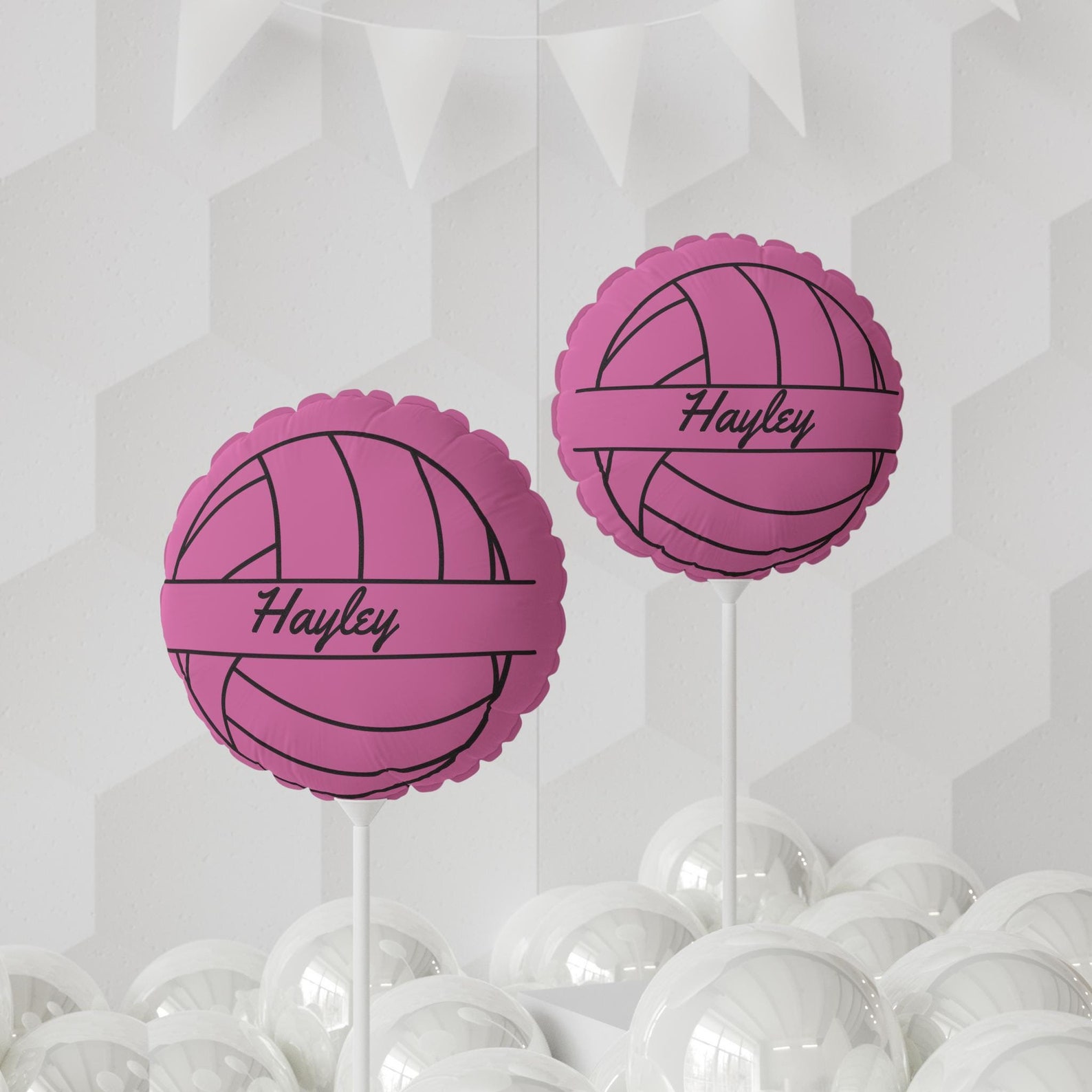 Personalized Pink Volleyball Party Balloon: Mylar Sports Decor - Etsy