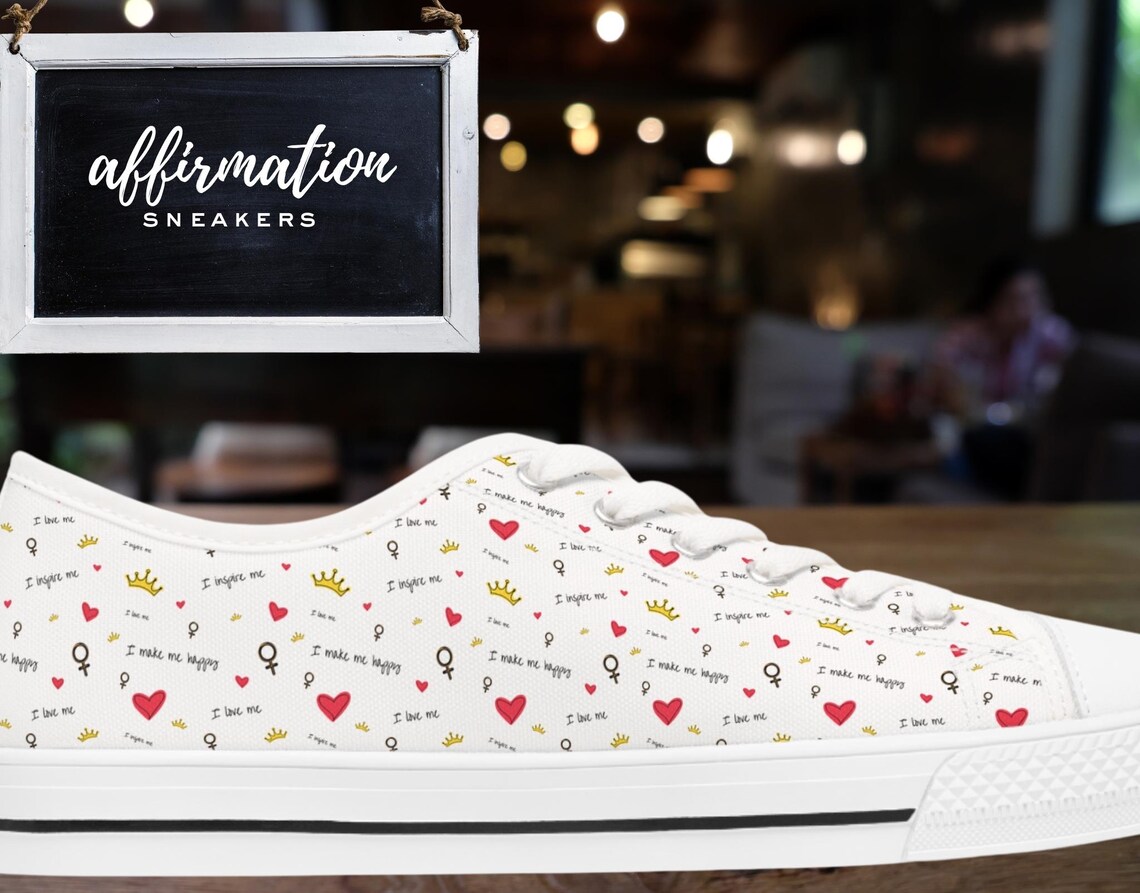 Positive Affirmation Women's Sneakers, Motivational Low Top Shoes ...
