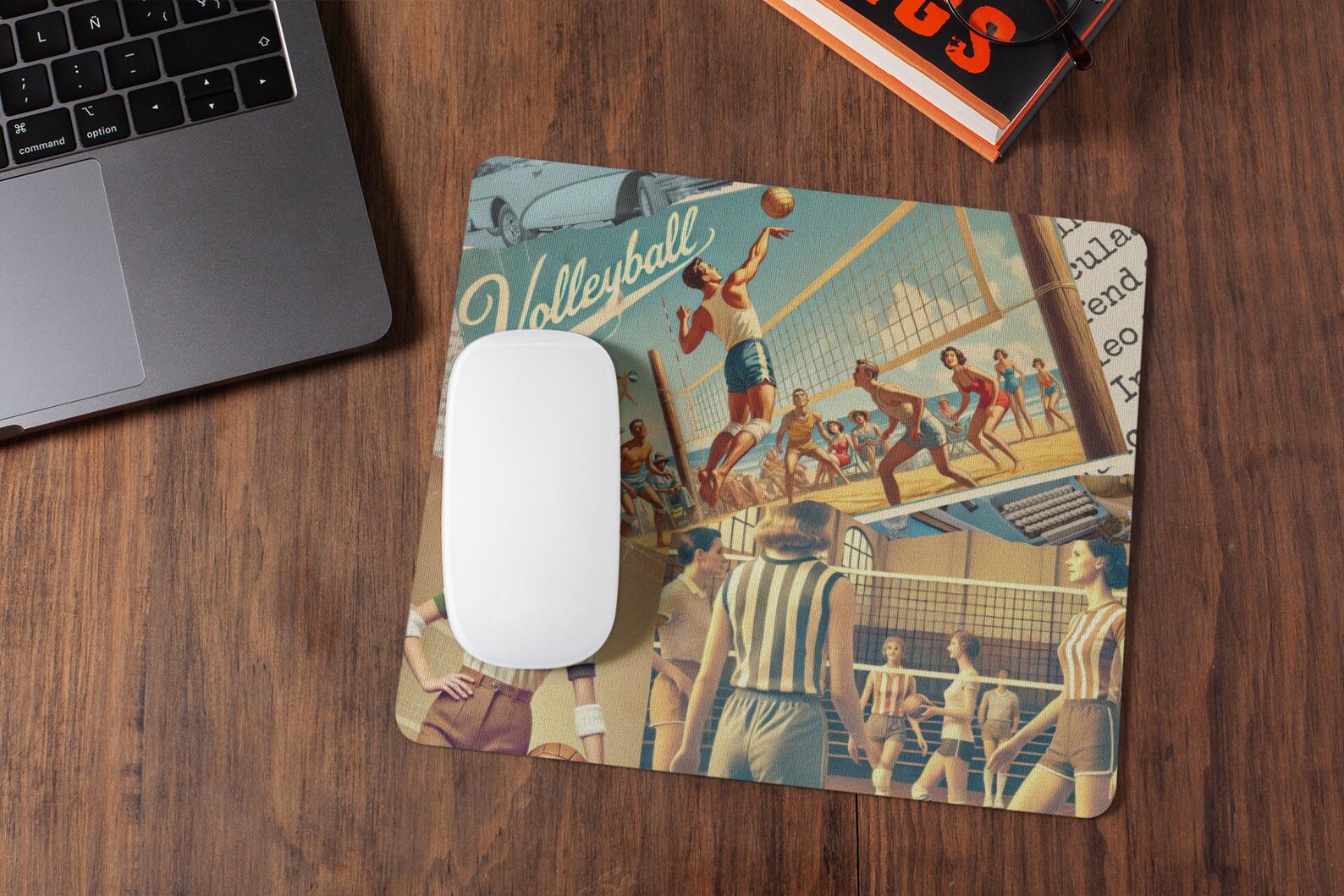Vintage Volleyball Mouse Pad, Sports Nostalgia Mousepad Rectangle ...