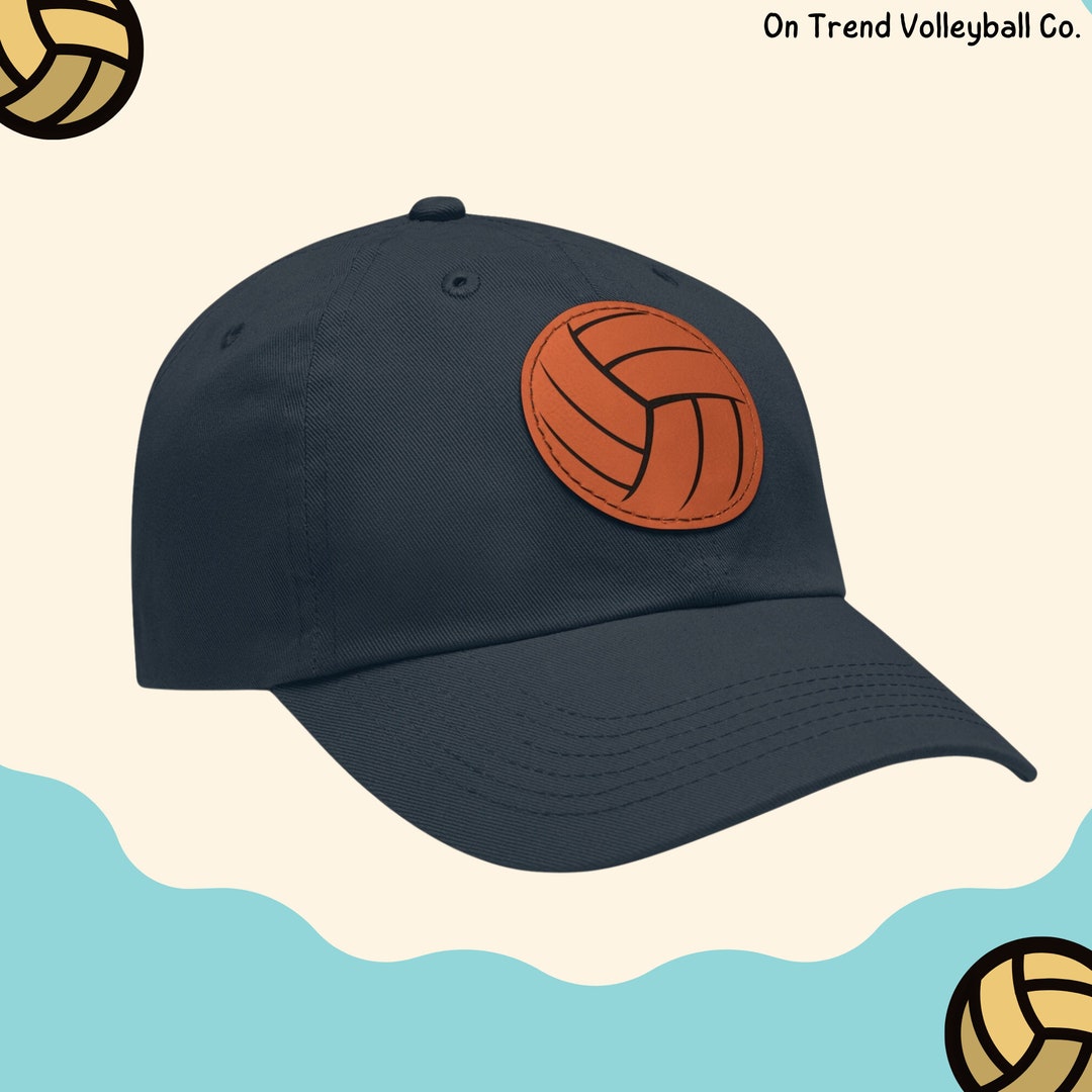 Volleyball Logo Hat With Leather Round Leather Patch, Unisex Fashion ...