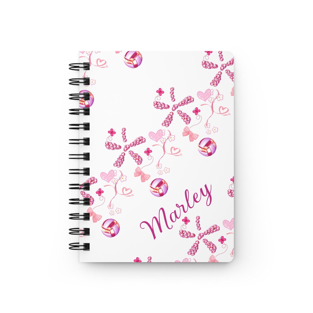 Personalized Volleyball Journal | Pink Floral Spiral Notebook - Etsy