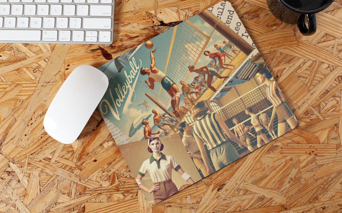Vintage Volleyball Mouse Pad, Sports Nostalgia Mousepad Rectangle ...