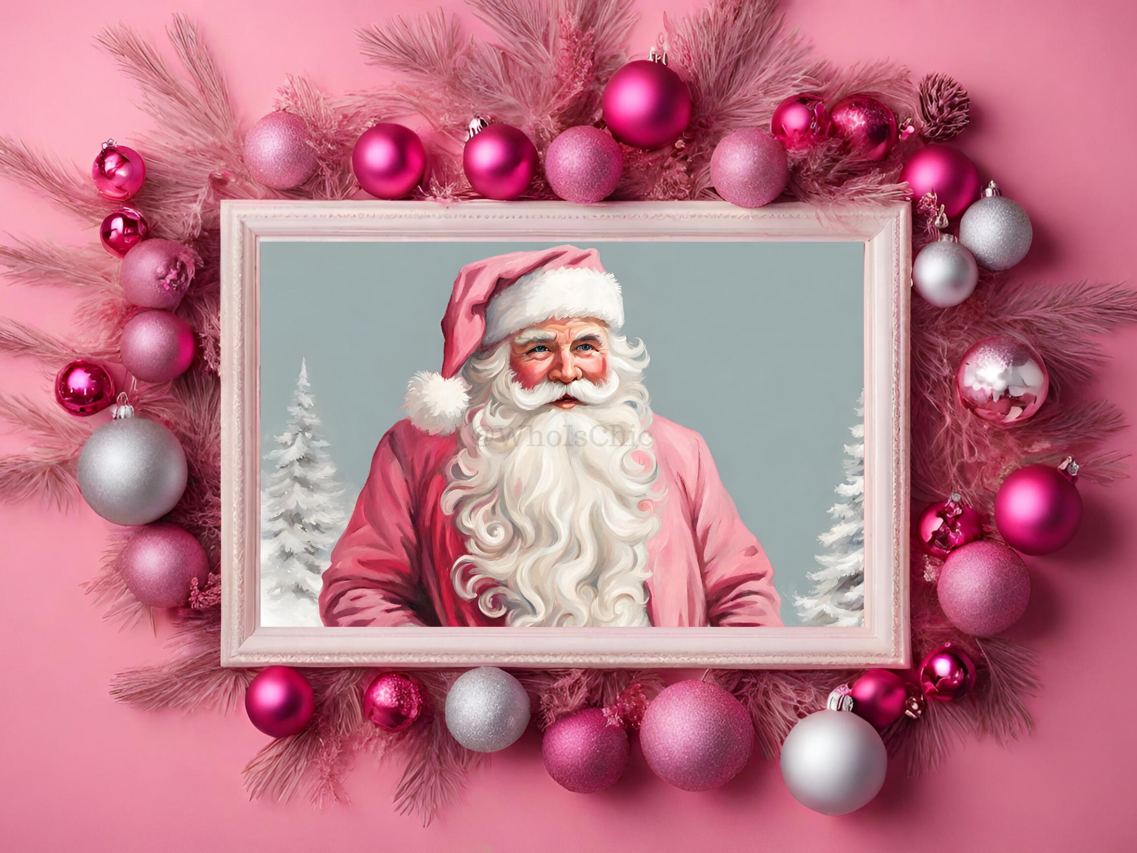 Barbie Pink Christmas Santa Digital Print - Etsy