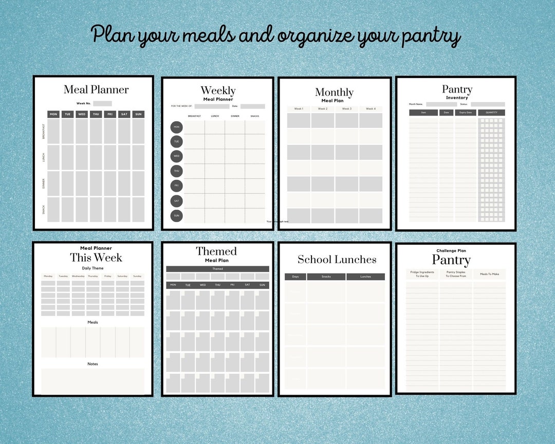 Printable Meal Planner, Weekly Meal Plans, Themed Meal Planning, Pantry ...