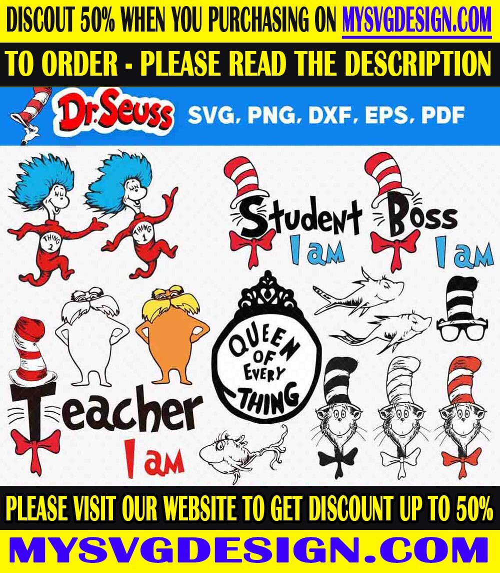 100 Dr Seuss Svg Bundle, Dr Seuss Svg Mega Bundle Cat in the Hat SVG ...