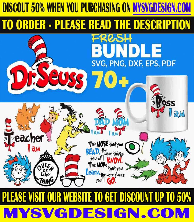 100 Dr Seuss Svg Bundle, Dr Seuss Svg Mega Bundle Cat in the Hat SVG ...