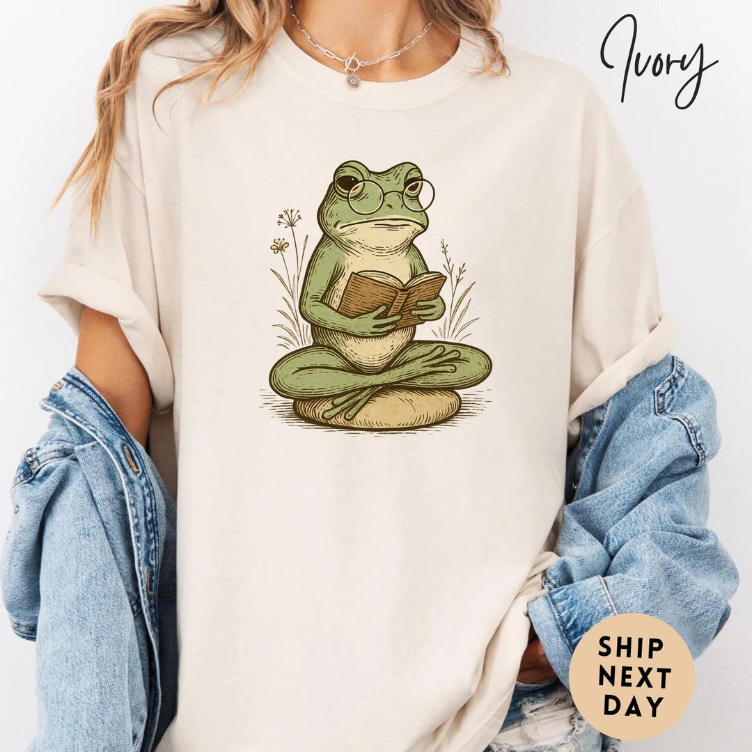 Comfort Colors Frog Reading Shirt Bookish Cottagecore Toad Tee Funny ...