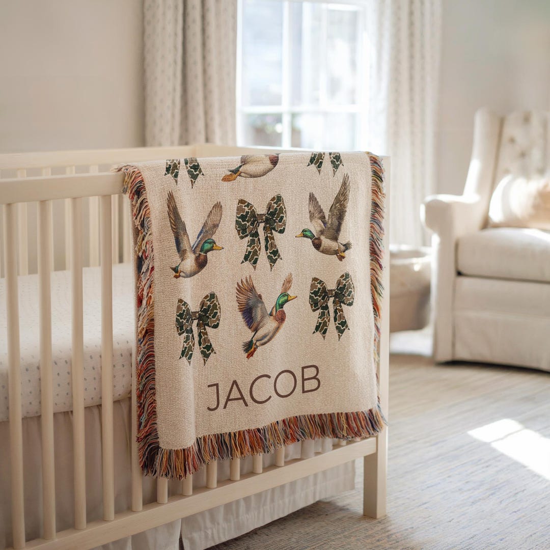 Personalized Duck Hunting Baby Blanket, Custom Name Mallard Throw for ...