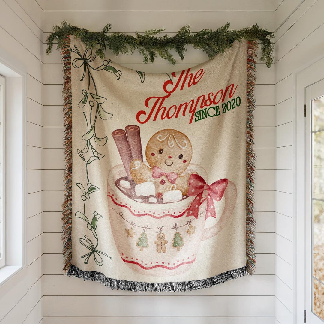 Personalized Gingerbread Christmas Blanket Custom Hot Cocoa Holiday ...