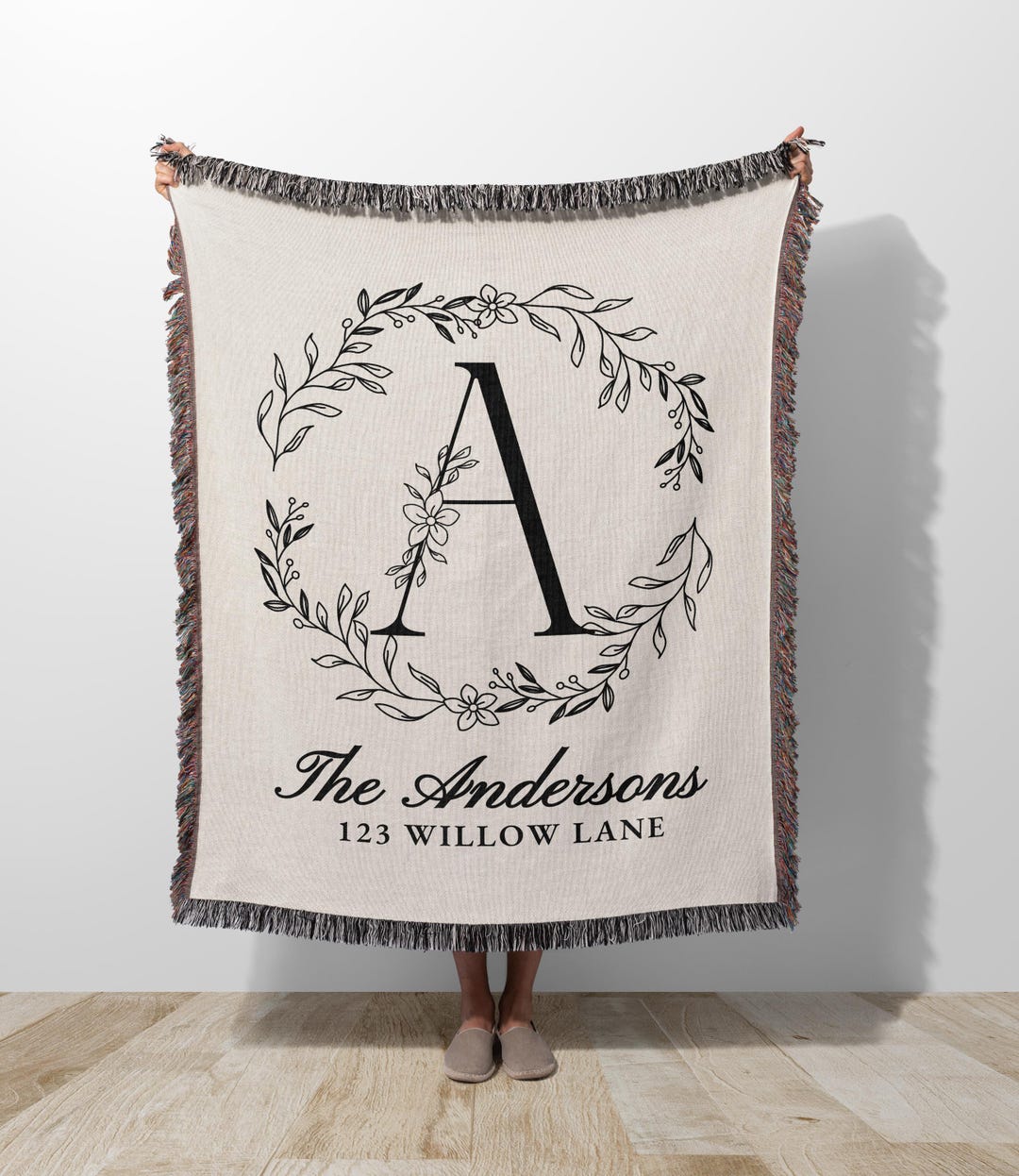 Personalized Family Monogram Woven Blanket, Custom Last Name Throw ...