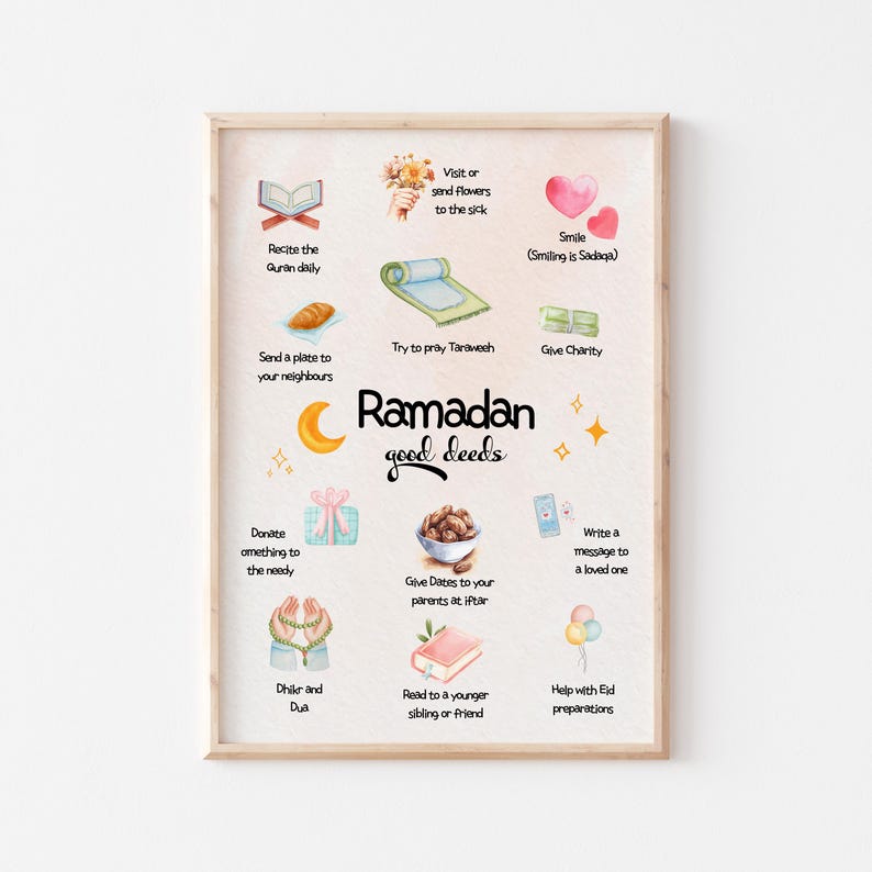 Ramadan Good Deeds Printable | Islamic Kids Wall Art | Educational ...