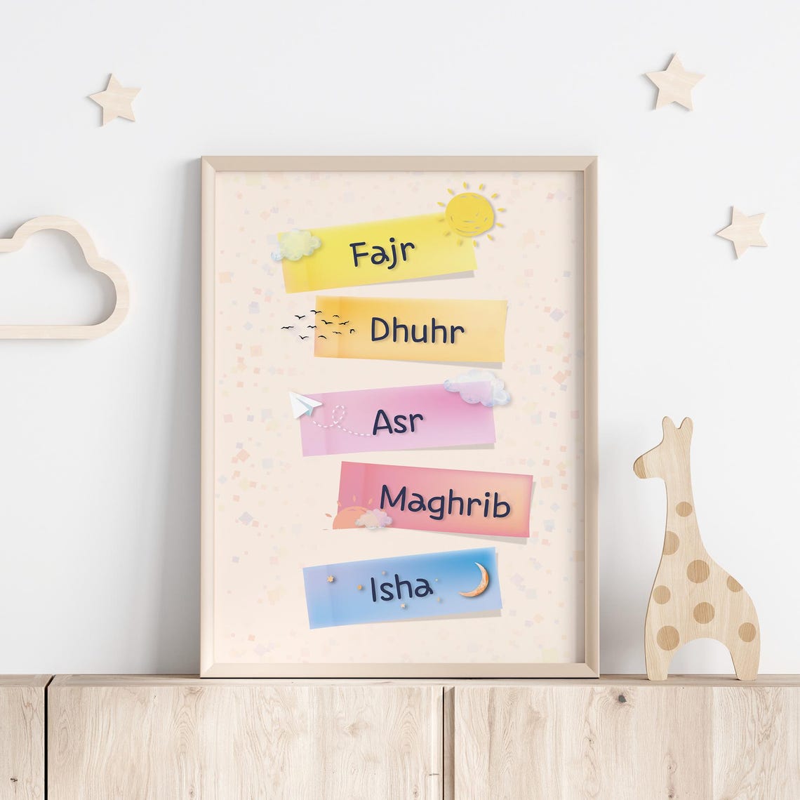 Islamic 5 Daily Prayers Wall Art for Kids | Educational Islamic Nursery ...
